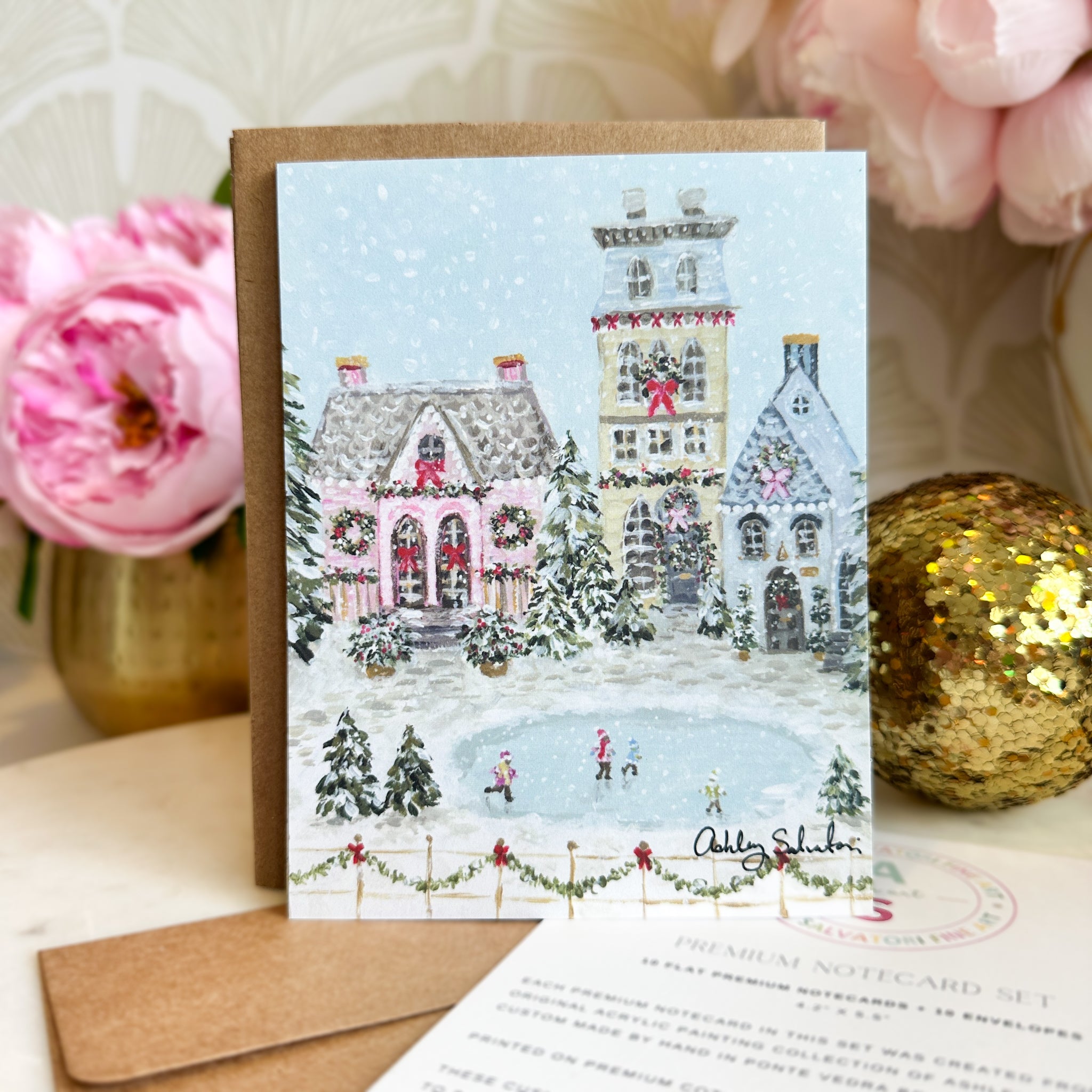 “Snowflake Village” Notecard Set of 10 – Ashley Salvatori